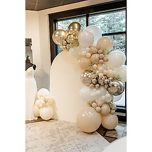 Nude White Gold Balloons, 60PCS Metallic Champagne Gold Cream White Clear Balloons White Sand Blush Beige Transparent Party Balloons for Birthday Boho Wedding Anniversary Engagement Hen Decorations