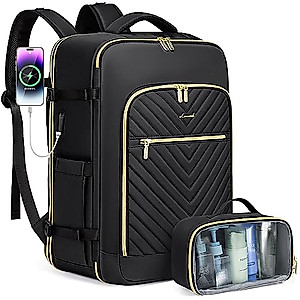 LOVEVOOK Travel Backpack,Carry On Backpack Flight Approved with Toiletry Bag,Expandable Large Laptop Backpack Women Waterproof Backpack Fit 17.3 Inch with USB Charging Port Shoes Compartment