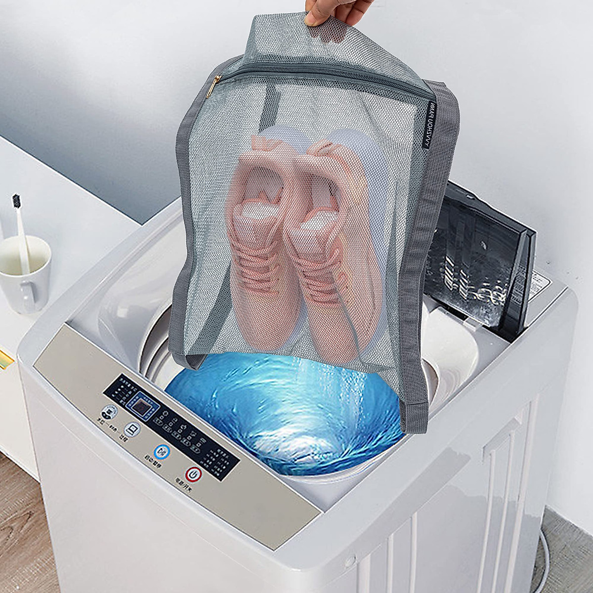 3 Pcs Shoe Drying Bag, Sneaker Bags for Dryer, Bag for Drying Shoes, Reusable Shoe Dryer Mesh Bags, Honeycomb Net Laundry Bags with Zipper & Strap for Washing Machine, Shoes, Clothing, 15.7x13.8 Inch