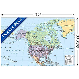 Trends International North America Map 2023 Wall Poster, 34L x 22.4W, Premium Unframed Version