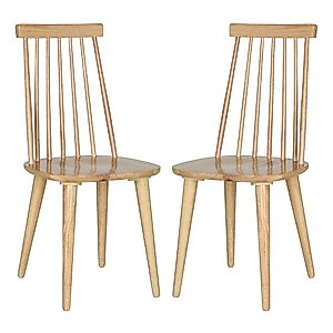 Safavieh American Homes Collection Burris Country Farmhouse Natural Spindle Side Chair, Wood (Set of 2)