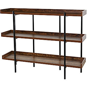 OneSpace Modern Wood and Steel 3-Shelf Display, Cherry