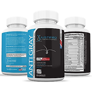 Justified Laboratories Anti Gray Hair Assist in Restoring Natural Hair Color and Helps Reduce Gray Hair 60 Capsules 1 Bottle