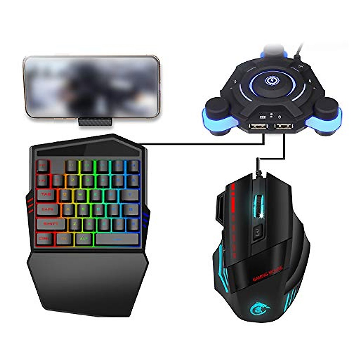 PC Gamer Set, One‑Handed Keyboard Keyboard Mouse Set, One‑Handed Gaming Keyboard, for Home Gaming Easy to Use