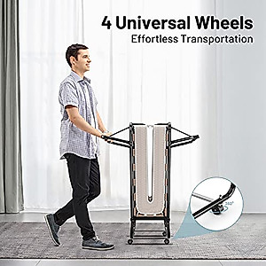 BestComfort Rollaway Bed with Mattress for Adults, Folding Guest Bed with Memory Foam Mattress, Portable Bed Rolling Cot Steel Frame Fold up Bed with Casters for Home Office, Made in Italy