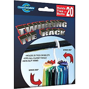 Closet Complete Twirling Tie Rack / Hanger Organizer / Belt Rack, Rotates 360 Degrees, Holds 20 Ties or Belts
