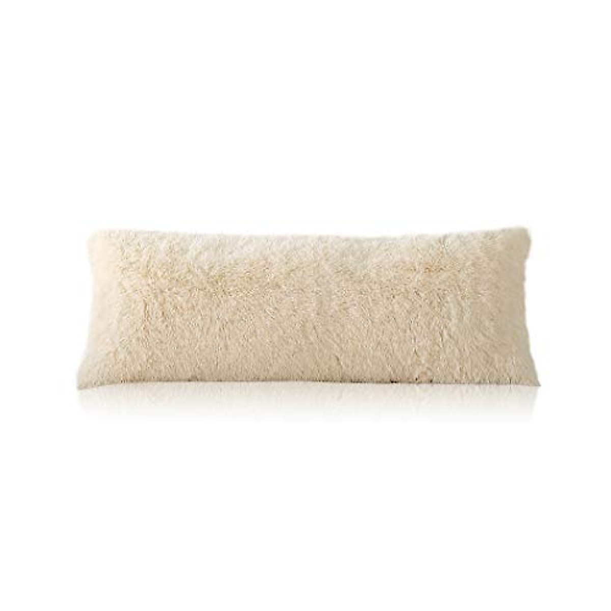 Reafort Luxury Long Hair, PV Fur, Faux Fur Body Pillow Cover/Case 21inx54in with Hidden Zipper Closure (Cream, 21inX 54in Pillow Cover)