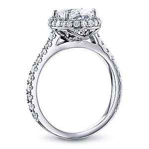 Kobelli Oval Moissanite Drop Halo Ring, White Gold, 9