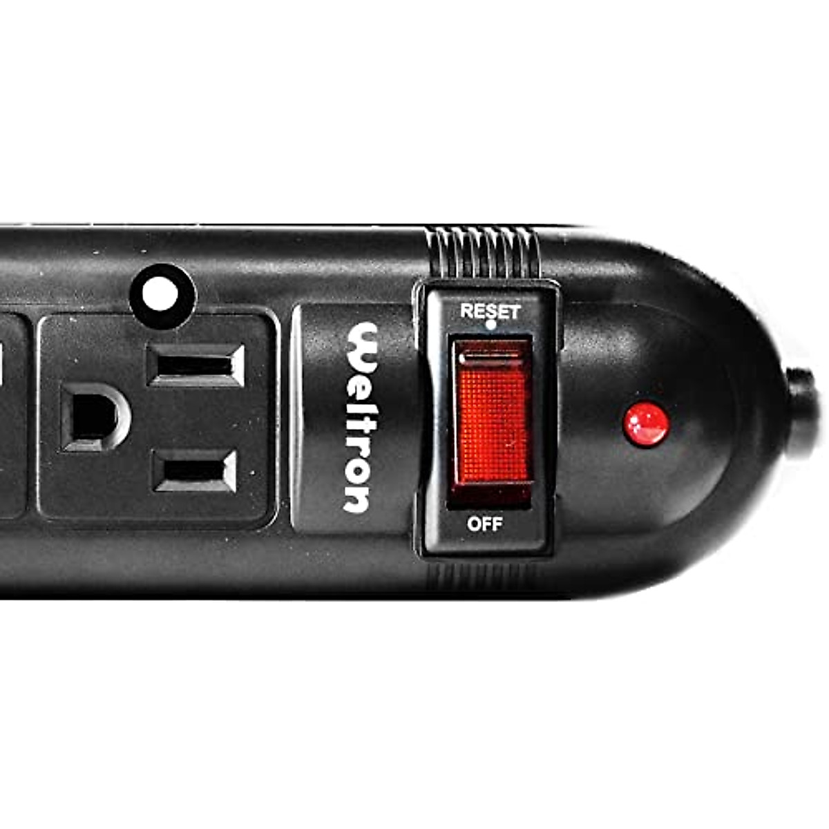 Weltron 6 Outlet Black Surge Protector Power Strip, Wall Mount, 750 Joules, Long 20 Foot Cord Cable