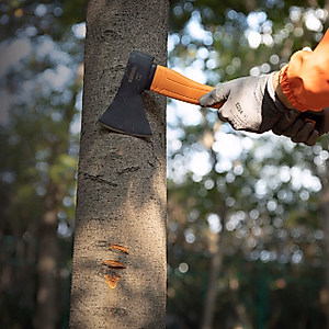 KSEIBI Wood Axe, Small Outdoor Camp Hatchet for Splitting and Kindling Wood, Forged Steel Blade with Anti-Slip and Shock Reduction Handle Great Throwing Axes and Hatchets (Modern)