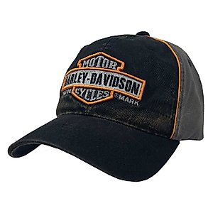 Harley-Davidson Men's Embroidered Trademark Curved Brim Washed Baseball Cap Black