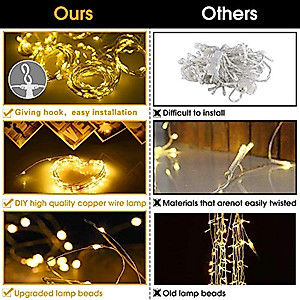 LIUPENGWEI LED Light String Curtain, Remote Control, 8 Modes Lights, Warm White LED 300 Fairy Lights, Decorative Light String Fairy, Home Garden Decoration Wedding Party Garden Ghost Light
