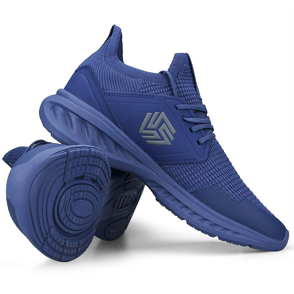 Giniros Mens Slip On Walking Shoes Non Slip Running Shoes Breathable Workout Shoes Lightweight Gym Sneakers Dark Blue Size 8