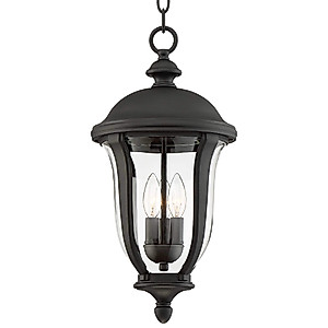 John Timberland Park Sienna Traditional Outdoor Ceiling Light Fixture Hanging Black 20" Clear Glass Decor for Exterior House Porch Patio Outside Deck Garage Front Door Garden Home Roof Gazebo