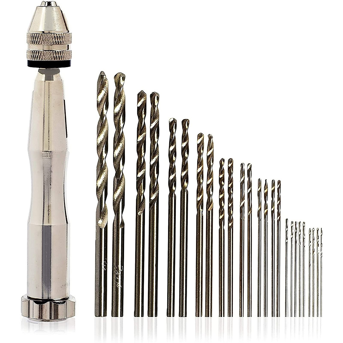 Mini Steel Hand Drill and Bits Set for DIY Jewelry, Crafts (26 Pieces)
