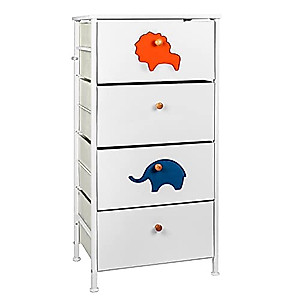 FRAPOW Kids Dresser with 4 Drawers, White Baby Child Boys Girls Storage Organizer Dresser with Wood Top Metal Frame for Living Room Bedroom Hallway