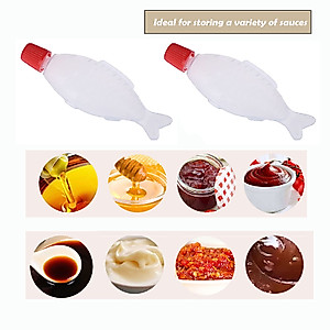 10 Pieces Mini Ketchup Bottle Plastic Condiment Sauce Squeeze Bottles Cute Fish-shaped Salad Dressing Honey Seasoning Squirt Containers for Camping Office School Bento Box, 8ML
