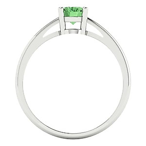 Clara Pucci 1.0 ct Oval Cut Solitaire Green Simulated Diamond Engagement Bridal Promise Anniversary Ring 18K White Gold Size 5.25