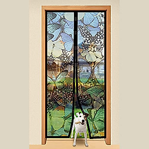 Total Vision Butterfly Pattern - Quick Install Mesh Magnetic Screen 40” x 85.5” - Helps Keep Bugs & Insects Out - Perfect for Single Doors Leading to your Porch or Patio - Folds for Easy Storage