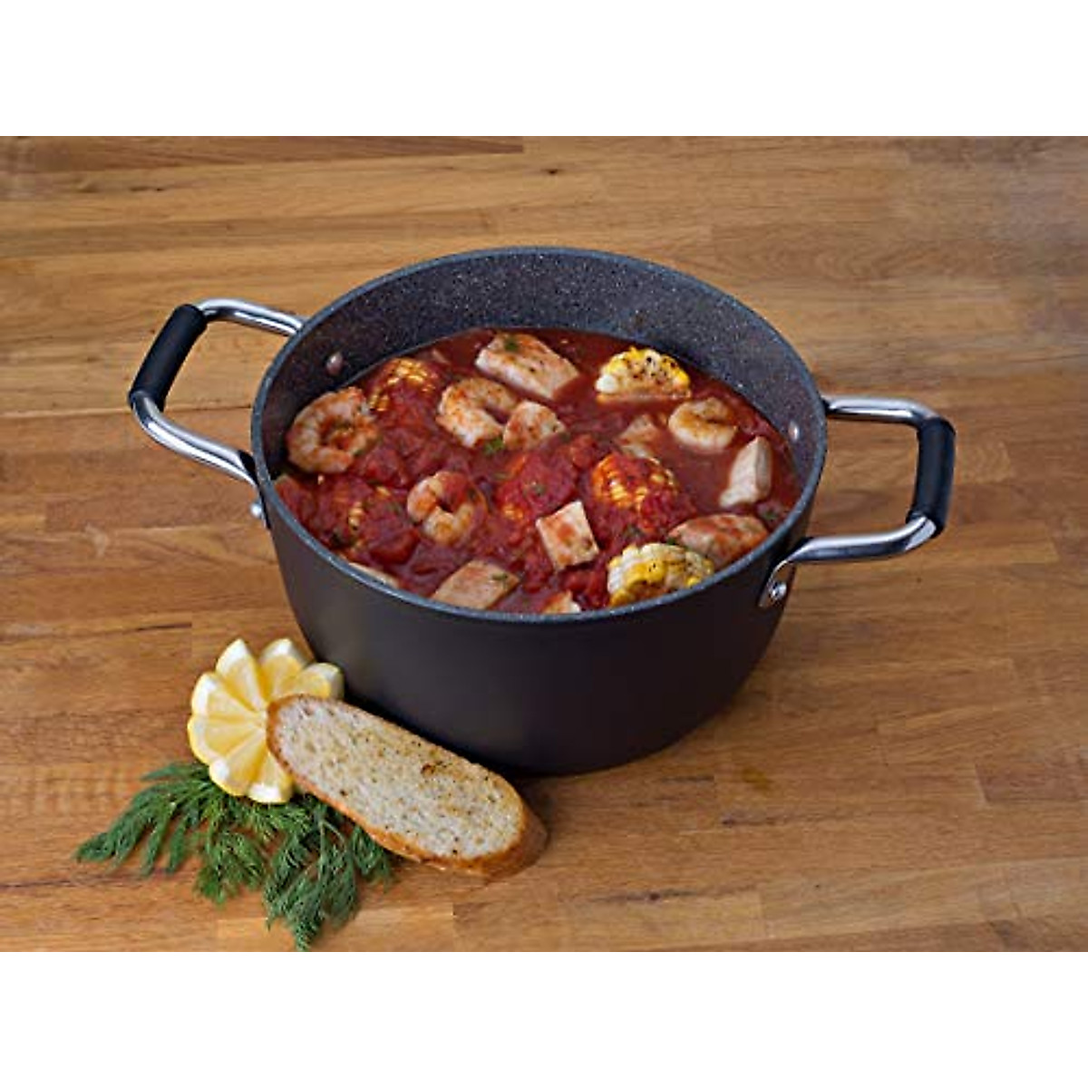 Vesuvio 5 Quart Nonstick Dutch Oven :: Nontoxic Ceramic Coated Stock Pot with Oven Safe Glass Lid
