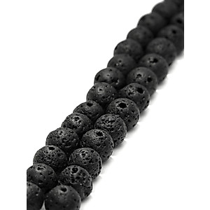 Cousin DIY Natural Black Lava Stone Loose Round 8mm Aromatherapy Beads for Essential Oils and DIY Jewelry Making