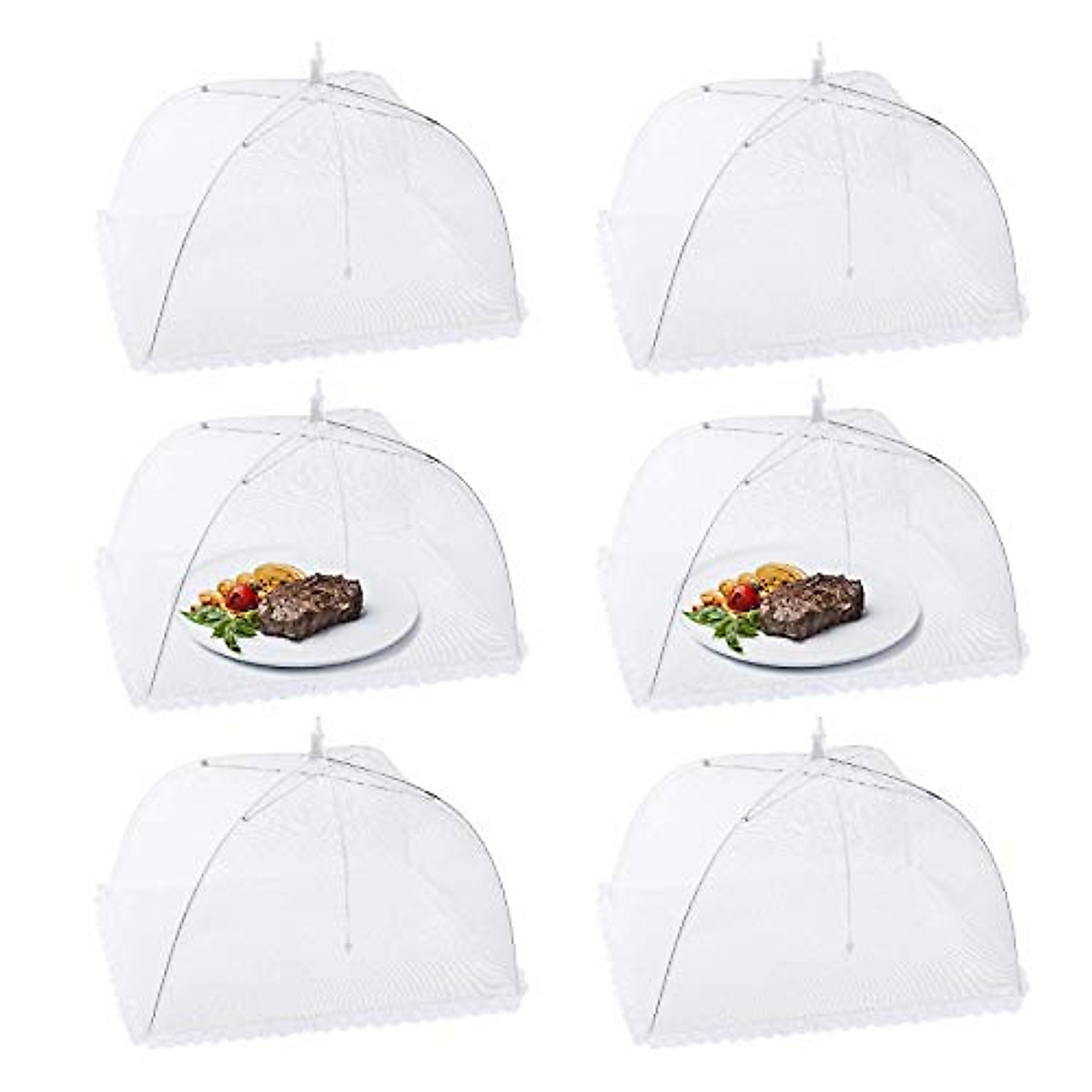 Homealexa Mesh Food Nets Fruit Cover Net 6 Pack, 17 Inch Large and Strong Collapsible Mesh Cake Covers Net, Mesh Food Covers Umbrella for Keeping Out Flies Bugs Mosquitos Food Cover Net