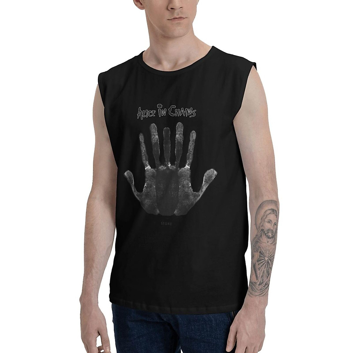 Mens American Rock Band Alice Music in Chains Tank Tops,Hawaiian Muscle Quick Dry Crewneck Sleeveless Shirts,Graphic Undershirt Vest for Men Gym Running Black XX-Large Tank Top