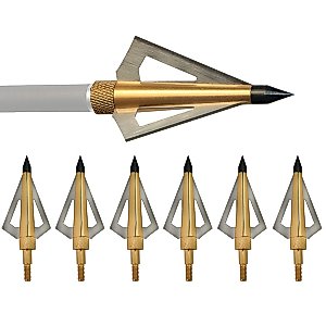 Huntingdoor 12Pack 3 Fixed Blade Archery Broadheads 125 Grain Arrow Head Hunting Arrow Tips Golden for Compound Bow and Crossbow