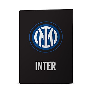 Head Case Designs Officially Licensed Inter Milan Logo On Black Badge Vinyl Faceplate Sticker Gaming Skin Decal Cover Compatible With Sony PlayStation 5 PS5 Disc Edition Console & DualSense Controller