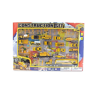 METRO Complete Construction Crew 43 Piece Mini Toy Diecast Vehicle Play Set, Comes with Street Play Mat, Variety of Vehicles and Figures