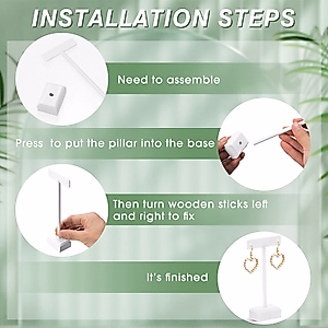 Marsui Earring Display Stands for Selling Set Wood T Bar Earrings Display Stand Holder for Jewelry Necklaces Bracelet Earrings Showroom Trade(White,12 Pcs)