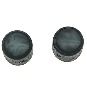 KAISH Set of 2 Black Pearl Top Guitar Dome Knobs with Set Screw for Tele Guitars Black Pearl Cap Bass Black Knobs
