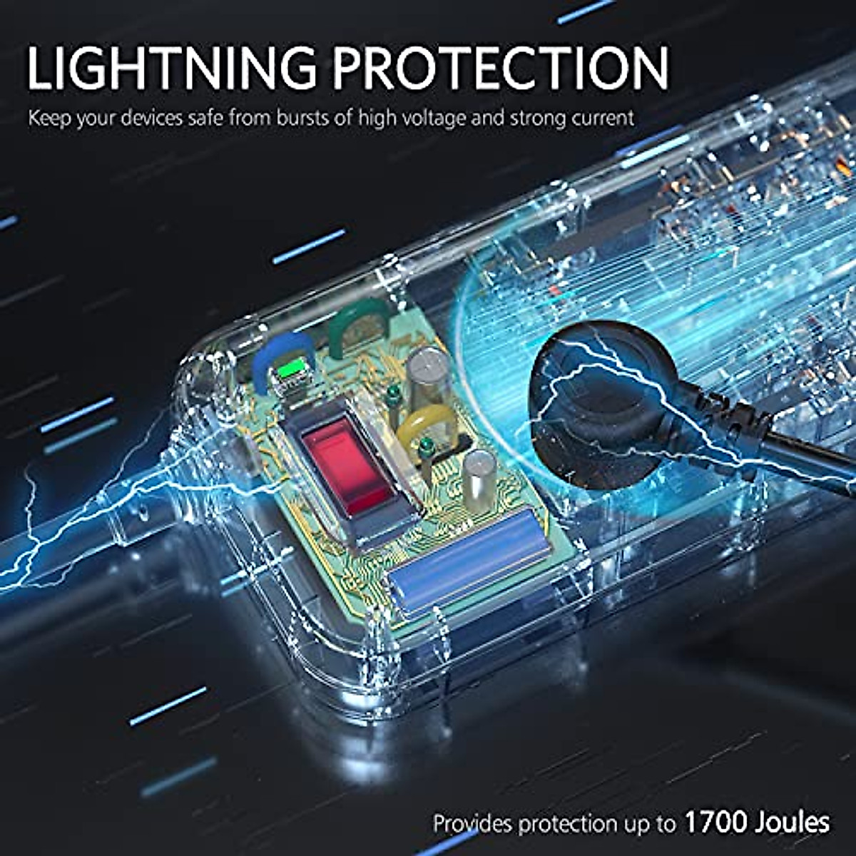 LENCENT 2 Prong Power Strip, Polarized 3 Prong to 2 Prong Outlet Adapter, 1700J Surge Protector, 6ft Extension Cord, 10 AC Outlets & 4 USB(5V 3.4A Max), Wall Mountable, Ideal for Non-Grounded Outlets