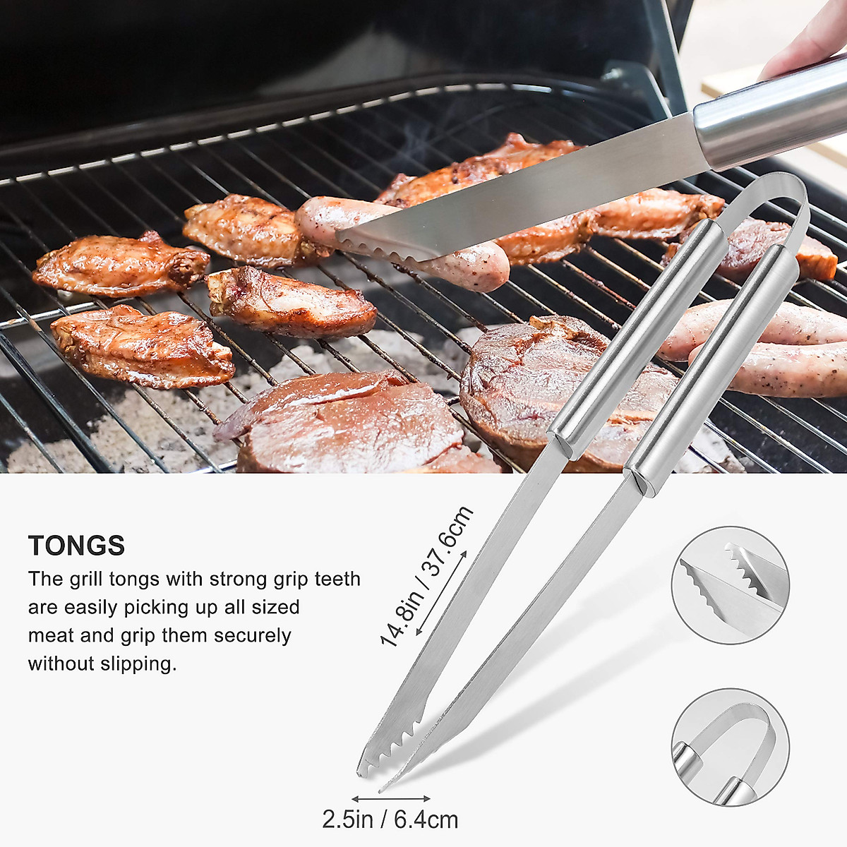 grilljoy 30PCS BBQ Grill Tools Set with Meat Claws - Extra Thick Steel Spatula, Fork& Tongs - Complete Grilling Accessories in Portable Bag - Perfect Grill Gifts for Men and Women