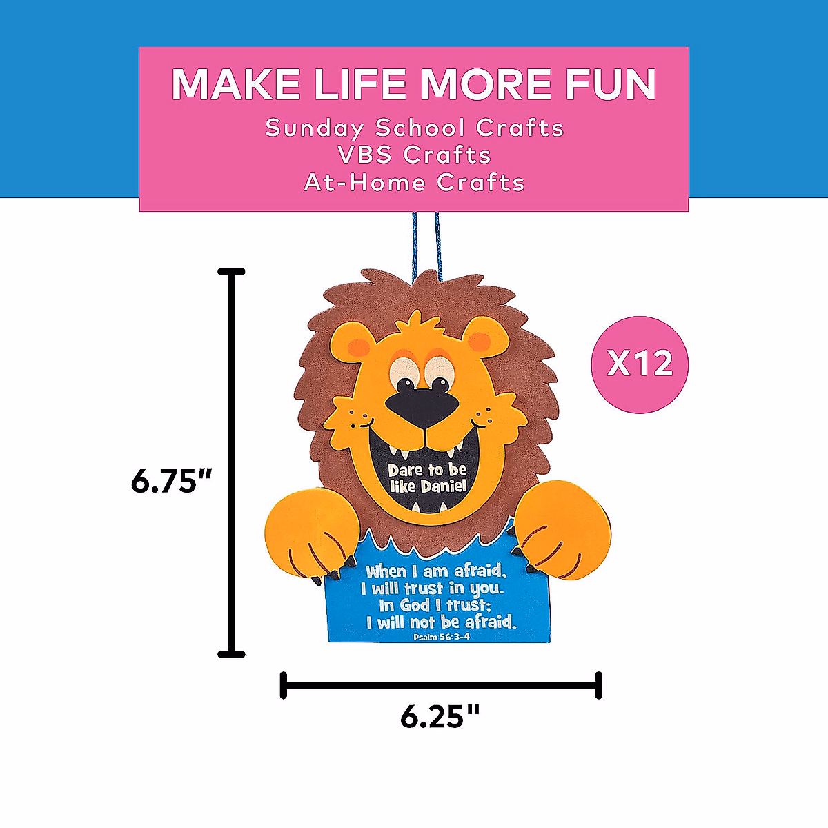 Fun Express Dare to Be Daniel Sign Kits - Makes 12 - Religous DIY Crafts for Kids and Sunday School Activities - VBS Vacation Bible School Supplies/Decor