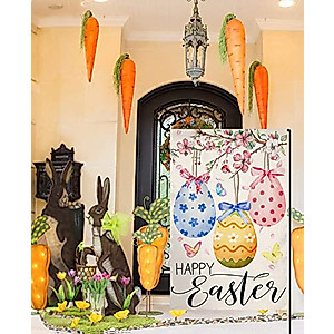 Easter Eggs Garden Flag 12x18 Vertical Double Sided Spring Floral Butterfly Farmhouse Holiday Outside Decorations Burlap Yard Flag BW270
