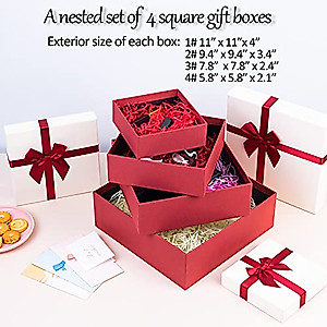 Eerbaier Gift Boxes with lids for Presents, Red Gift Box with Cream Lids, Nested Red Boxes for Gift, Gift Wrap Box Suitable for All Occasions (Red/Cream)