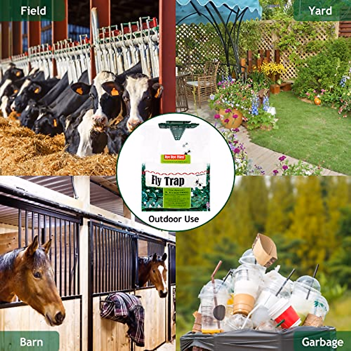 Dwcom 2 Pack Large Fly Traps Outdoor, Ranch Fly Trap Killer Bag, Fly Repellent for Outdoor Farm/Orchard