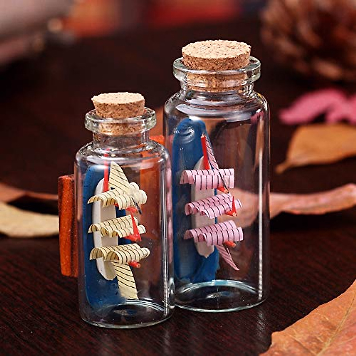 Danmu 30ml 1.18" x 2.75" Mini Glass Bottles, Jars with Wood Cork Stoppers, Tiny Glass Jars, Wishing Bottles, Message Bottle for Wedding Favors, Halloween Decorations, Baby Shower Favors(12Pcs)