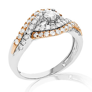 VIR JEWELS 1 cttw Diamond Wedding Engagement Ring Set 14K Pink Gold Curve Bridal Size 7