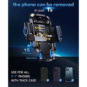 HEVEIS Phone Holder Car,Upgraded Metal Hook Clip Car Phone Holder for Car Vent,Thick Cases Friendly Cell Phone Holder Car,Suitable for Most Smartphones Black