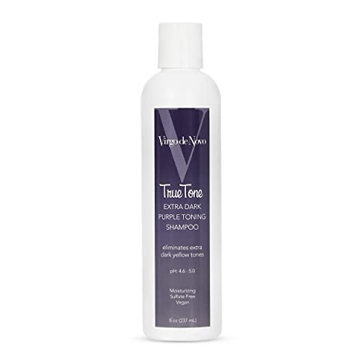Virgo de Novo - True Tone Extra Dark Purple Toning Shampoo Tones Extra Dark Yellow Tones, Moisturizes, Brightens Lightened & Natural Blonde Hair - Sulfate Free, Vegan