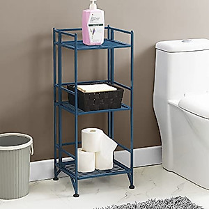 Convenience Concepts Xtra Storage 3 Tier Folding Metal Shelf, Cobalt Blue