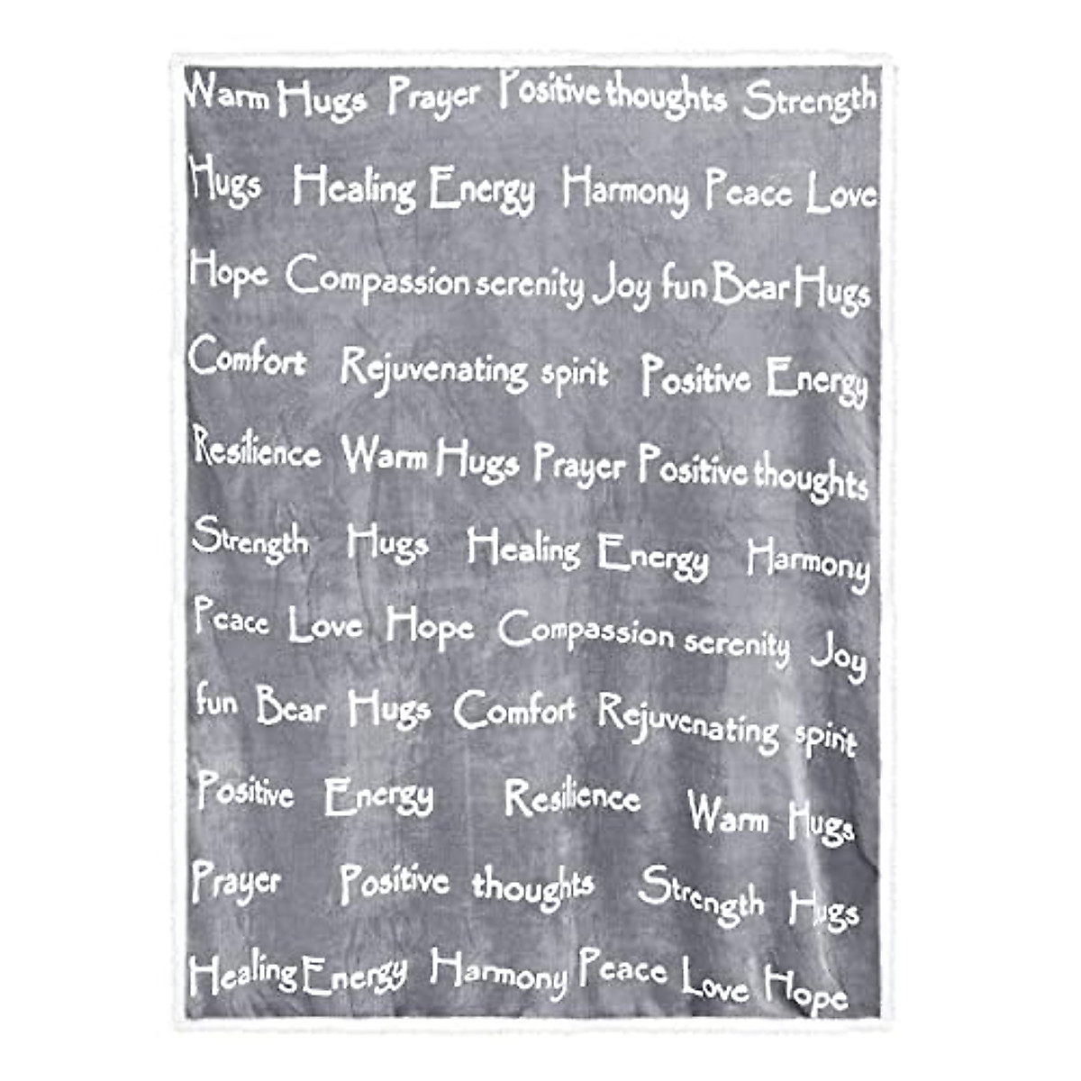 CIMA Healing Positive Blanket, Gift for People Need Hug Strength Company, Thoughts Positive Energy Love & Hope & Fluffy Comfort (50 x 60 Inch Grey)