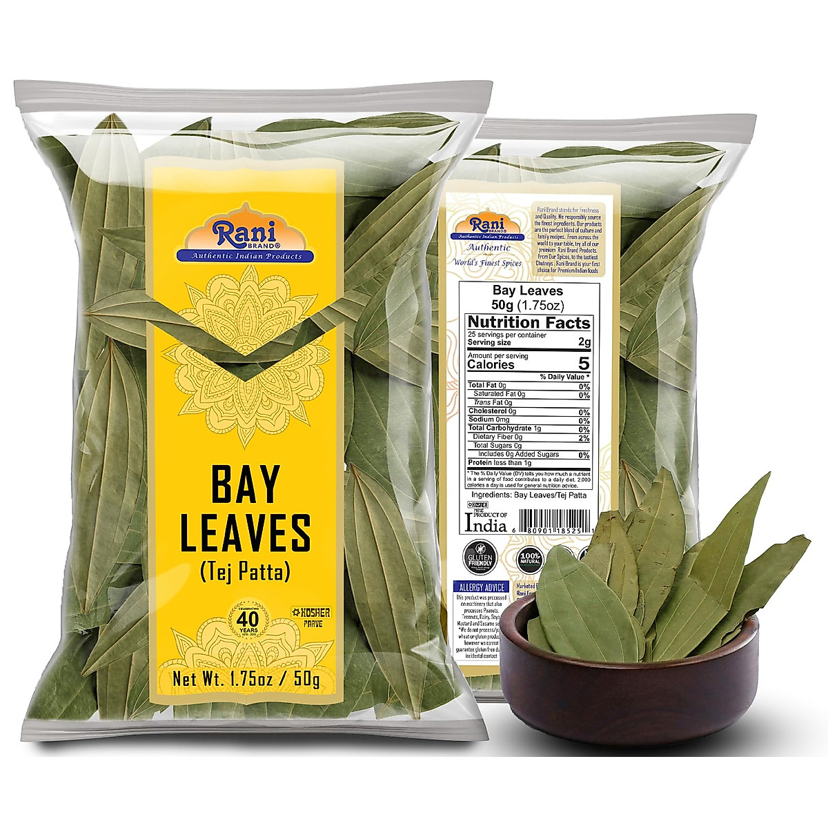 Rani Bay Leaf (Leaves) Whole Spice Hand Selected Extra Large 1.75oz (50g) ~ All Natural | Gluten Friendly | NON-GMO | Kosher | Vegan | Indian Origin (Tej Patta)