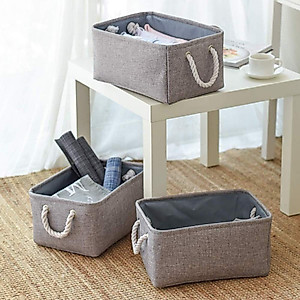6Pcs Storage Cubes Organizer, Flax Organizer Foldable Waterproof with Handles 12 x 8 x 5 Inches, Basket for Blanket Living Room, Toy Basket, Laundry Rope Baskets, Cosmetic Organizer