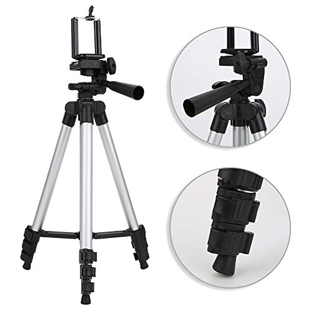 Selfie Tripod Stand, Aluminium Alloy Selfie Stick Portable 1/4 Inch Screw Multifunction Phone Stand Live Steming Tripod for Recording Travel Selfie Stick