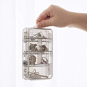 2Pcs Clear Double Layer Plastic Jewelry Box Organizer Storage Container for Earrings, Necklaces, Rings, Bead, Fishing Tackle, Jewelry, Pins, Hair Clips, Screws, Small Items Craft Box Case (10 Grid)