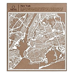 New York Paper Cut Map White 12x12 inches Paper Art