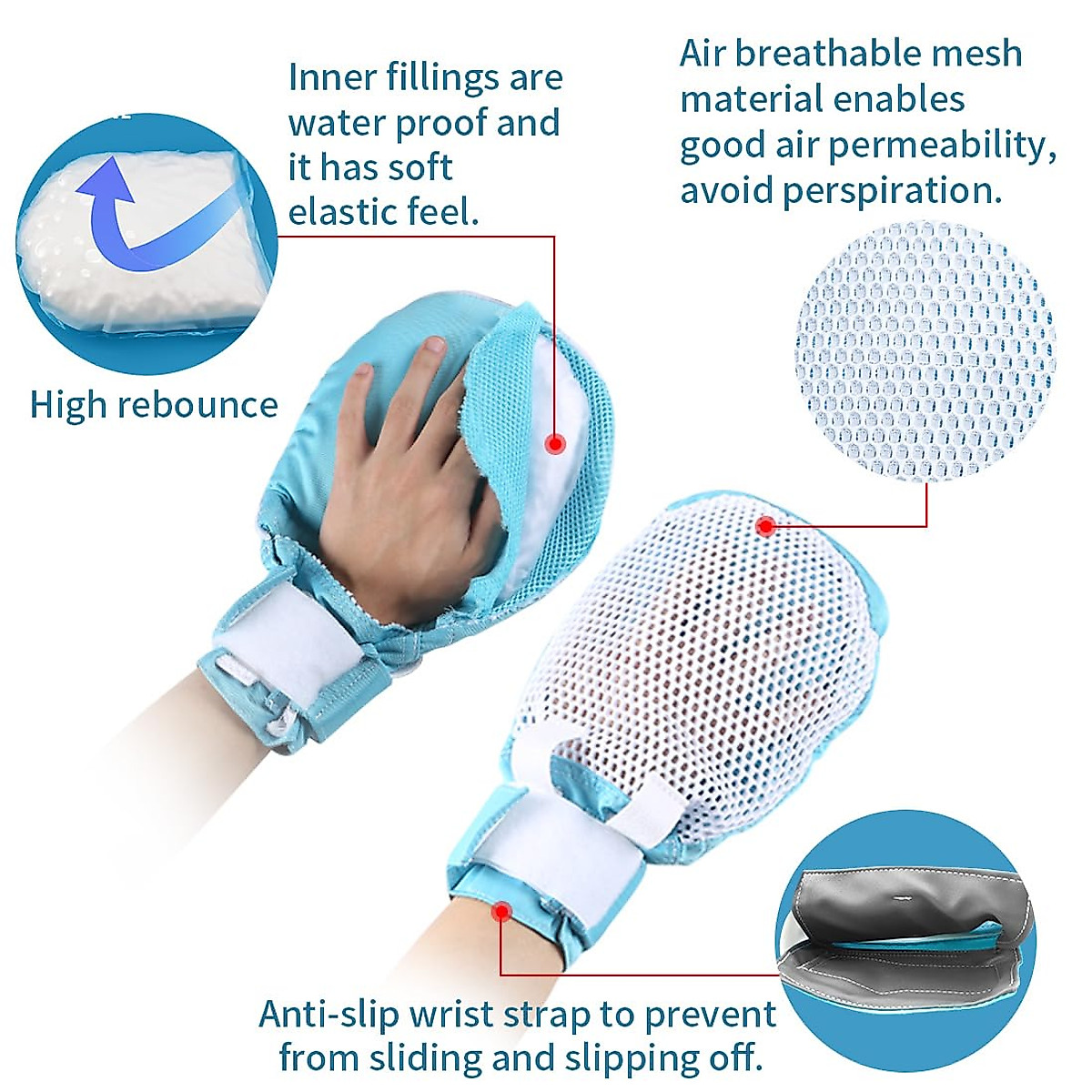 EZ Assistive Dementia Restraint Gloves Zipper Opening for Patients or Elderly Fingers Protection Dementia Products for elderly Reusable and Washable One Pair(2pcs)